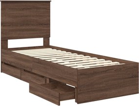 Rám postele se zásuvkou Hnědý dub 75 x 190 cm Inženýrské dřevo 3411172
