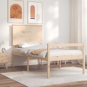 vidaXL Rám postele s čelem 90 x 200 cm masivní dřevo [3195467] Barva: Přírodní