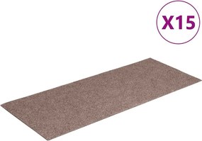 Schodové rohože samolepicí 15 ks 60 x 25 cm světle hnědé obdélníkové 326912