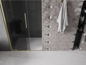 Mexen Velar, posuvné sprchové dveře do otvoru 100 cm, 8mm šedé sklo, zlatá matná, 871-100-000-41-55