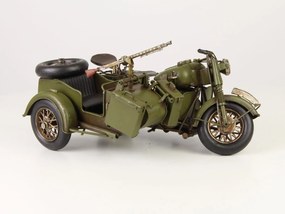 Plechový model - Armádní motocykl URAL s postranním vozíkem