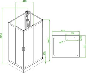 BPS-koupelny Hydromasážní box HYD-AL100 levý, 100x80 cm, kartáčovaný chrom/transparent