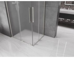 Mexen Velar L Duo, sprchový kout s posuvnými dveřmi 100 x 90 cm, 8mm sklo námraza, broušená ocel, 871-100-090-02-33-97
