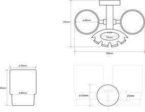 Sapho, X-ROUND držák kartáčků včetně sklenic, chrom, XR900