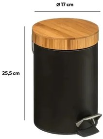 Odpadkový koš s bambusovým víkem NATUREO 3L, černý