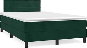 Box spring postel s matrací a LED tmavě zelená 120x190 cm samet 3270156