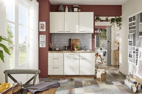 Kuchyňská linka se spotřebiči, dřezem a dřezovou baterií Naturel 150x60x92 cm mat magnoliově bílá 650PKW315019L