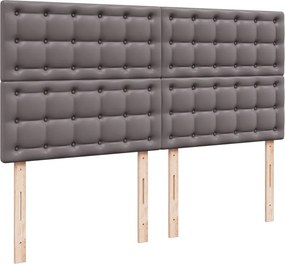 Box spring postel s matrací šedá 200x200 cm umělá kůže 3293038
