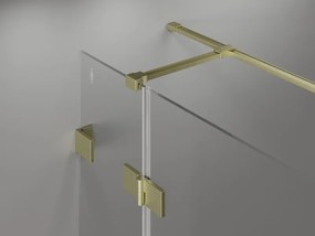 Mexen Lunar T, výklopný levý sprchový kout 125 x 100 cm, 8mm čiré sklo, zlatý matný profil, 834T-125-100-55-00-L