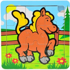 _Ostatní 1_ DŘEVO Baby puzzle moje první zvířátka 9 dílků na desce různé druhy 00512018