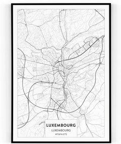 Obraz Mapa Luxembourg 30 x 40 cm - napnuté plátno na dřevěném rámu