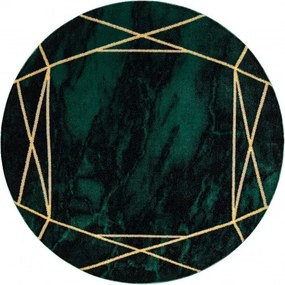 Dywany Łuszczów, POŠKOZENÝ Kusový koberec Emerald 1022 green and gold kruh, 120x120 (průměr) kruh, zelená, ložnice