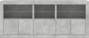 Příborník s LED osvětlením betonově šedý 162 x 37 x 67 cm 3208998
