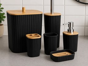 Verk Group Koupelnová sada: kartáč na toaletu, dávkovač, bambusový košík – 6 kusů