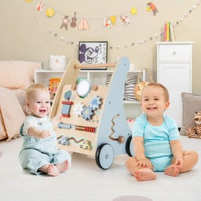 Costway Dřevěné dětské chodítko s multi-aktivitním výukovým centrem Montessori