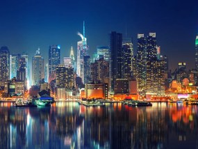 Vícedílný obraz Panoramatický Výhled Na Manhattan V Noci Nedostatek Nedostatek Přírodní plátno 200x150