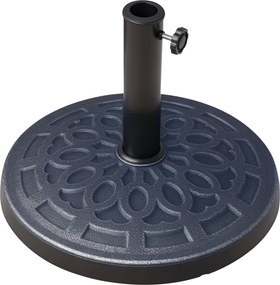 Základna slunečníku Outsunny, hmotnost 12 kg, kulatá, z pryskyřice pro slunečníky s průměrem 38 mm/48 mm, pro terasu a venkovní posezení Ø44x34 cm Bro