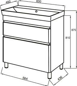 Lavedo Vivace Mokko 60 koupelnová skříňka s umyvadlem