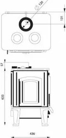 Litinová krbová kamna FERGUSS Short L s varnými plotnami a externím přívodem vzduchu 10,8 kW + příslušenství
