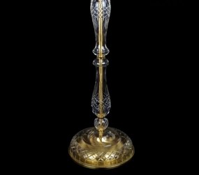 Stojací lampa Marie Terezie s 10-ti plameny, křišťálovou špicí a ověsy ve francouzském stylu - matová mosaz