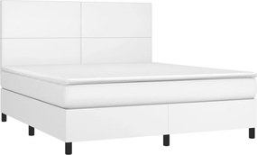 Box spring postel s matrací bílá 180x200 cm umělá kůže 3142738
