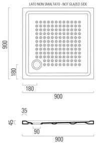 GSI Keramická sprchová vanička, čtverec 90x90x4,5cm, bílá ExtraGlaze - 439411