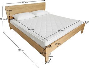 Manželská postel, 180x200, masivní dřevo, přírodní, BEDIA Kondela 0000415499