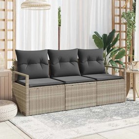 Set pohovek 3 ks Světle šedá polyratan 3346242