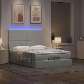 Osmanský rám postele s matracemi světle šedá 140x200cm samet 3314252