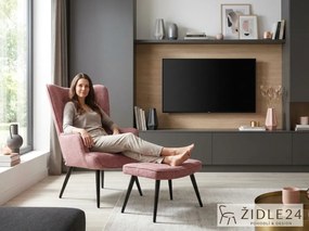 Relaxační křeslo s podnožkou AIRO - růžová látka