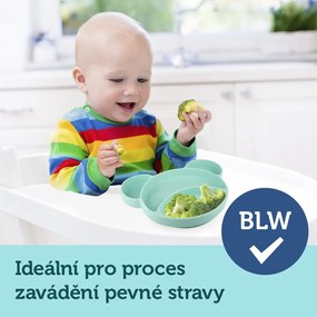 Canpol babies Silikonový dělený talíř s přísavkou MEDVÍDEK tyrkysový