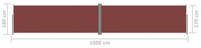 Zatahovací boční markýza hnědá 180 x 1 000 cm,  318039
