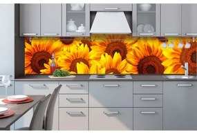 DIMEX | Fototapeta do kuchyně Slunečnice KI-260-051 | 260 x 60 cm | žlutá, hnědá