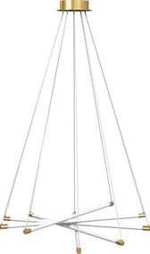 HOMCOM Stropní svítidlo LED, 50 W, 5 nastavitelných světelných trubic, přizpůsobitelné, stropní svítidlo do obývacího pokoje, jídelny, kuchyně, zlatá…