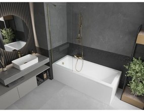 Mexen Next, vanová zástěna 1-křídlová 70 x 150 cm, fixní křídlo, 6 mm čiré sklo, zlatý profil, 895-070-000-00-00-50