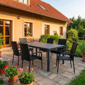 Vikio Zahradní ratanový set 150x90 pro 6 osob DT276-S šedý