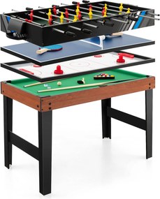 Costway 4 v 1 Multiherní stůl se stolním fotbalem a kulečníkem a vzdušným