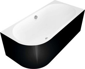 Polysan Monolith - Asymetrická vana Astra R, 160x75x60 cm, pravá, bílá/černá 34611MB