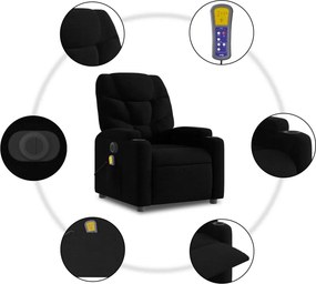 Elektrické masážní polohovací křeslo černé textil 3204586