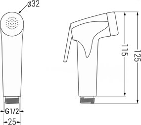 Mexen příslušenství - R-76 Ruční bidetová hlavice, 1-funkční, bílá, 79576-20