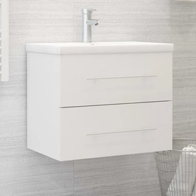 Skříňka Se Zápustným Umyvadlem Kompozitní Dřevo Bílá - bez vodovodní baterie / 60 x 38.5 x 48 cm