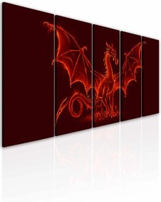 Pětidílný obraz ohnivý drak Velikost (šířka x výška): 100x50 cm