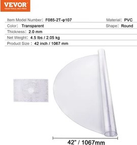 PVC chránič stolu 106,7 cm kulatý čirý plastový o tloušťce 2,0 mm