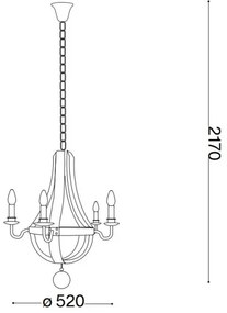 Ideal Lux - Lustr na řetězu MILLENNIUM 5xE14/40W/230V pr. 52 cm bříza/hnědá
