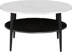 Konferenční stolek Ella 80 cm bílý mramor/černý