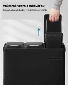 Koš na třídění odpadu SORT 24l (3x8l), černá SongmicsHome
