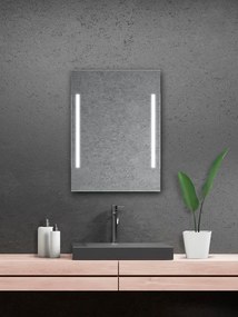 Amirro Zrcadlo na zeď chodbu do pokoje ložnice koupelny předsíně LUMINA WHITE - 80 x 60 cm se dvěma podsvícenými pruhy (zářivkové osvětlení) 901-329