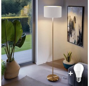LED Stojací lampa TUNJA 1xE27/20W/230V pr. 38 cm zlatá/bílá