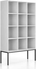 Regál FRAME, s černou podnoží, 1299 x 450 x 2185 mm, bílá
