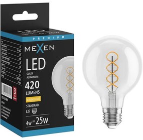 Mexen Vintis Žárovka filament spirála LED E27, G80, 4W, Teplá - 2700K, 420 lm, čirá - L165-E27-0427-00